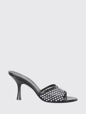 STUART WEITZMAN Mesh Nylon Mules With Rhinestones - Black
