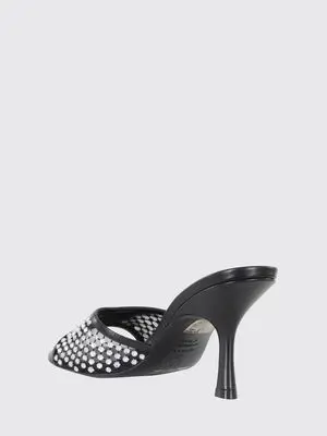 STUART WEITZMAN Mesh Nylon Mules With Rhinestones - Black