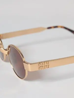 Miu Miu Rounded Metal Frame Sunglasses - Gold