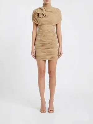 Magda Butrym Draped Cape Effect Midi Dress - Beige