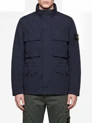 Stone Island High Neck Windbreaker Jacket - Navy