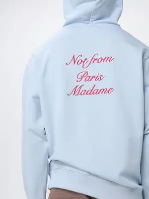 Drole De Monsieur Cotton Hoodie With Slogan Print - Blue