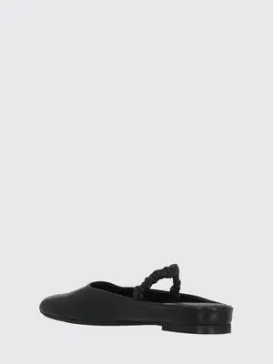POEVE Low-heeled Leather Mules With Round Toe And Elastic Inserts
