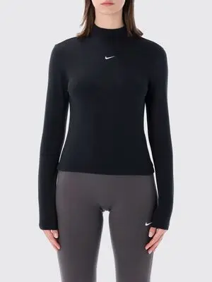 Nike Stretch Cotton Blend High Neck Long Sleeve Top - Black