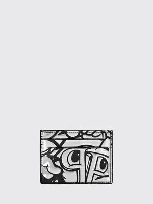 Philipp Plein Smile Calf Leather Card Holder - Silver