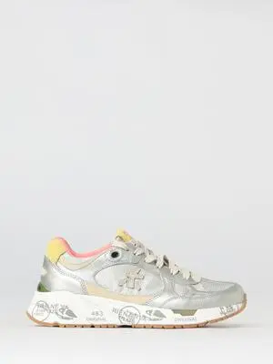 Premiata Mased Laminated Leather And Nylon Sneakers - Silver