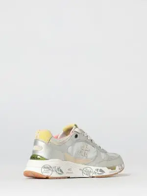 Premiata Mased Laminated Leather And Nylon Sneakers - Silver