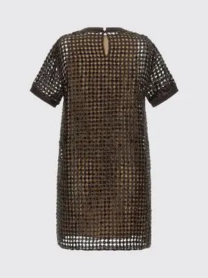 Brunello Cucinelli Silk And Linen Dress With Sequins