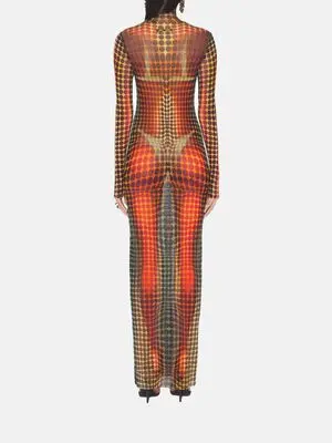 JEAN PAUL GAULTIER Long Sleeve Printed Maxi Dress