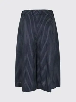 LARDINI Striped Linen Blend Cropped Trousers