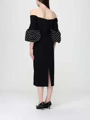 Rebecca Vallance Crêpe Midi Dress With Embellished Sleeves