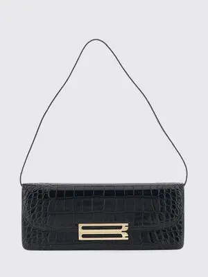 Victoria Beckham Dorian Croc-effect Calfskin Shoulder Bag - Black