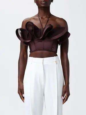 Elisabetta Franchi Elisabetta Franchi Off-the-Shoulder Ruffled Crepe Top Dark