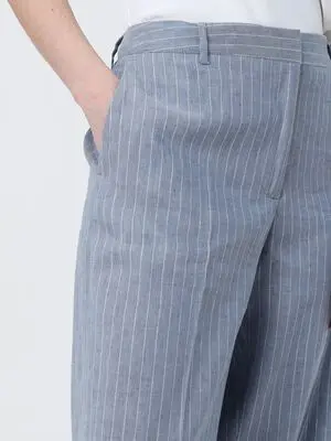 PT TORINO Pinstriped Linen And Cotton Palazzo Trousers