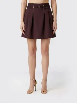 Elisabetta Franchi Polyester Skirt With Webbing - Brown