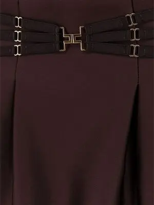 Elisabetta Franchi Polyester Skirt With Webbing - Brown