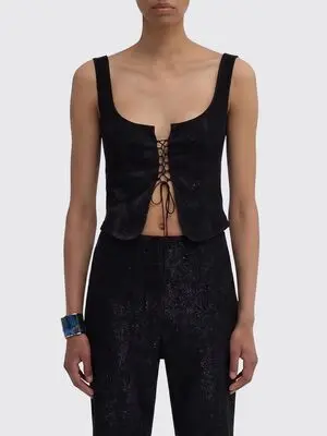 MARGHERITA MACCAPANI Glitter Cotton Blend Corset Top - Black