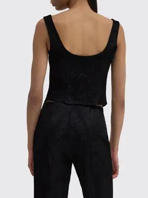 MARGHERITA MACCAPANI Glitter Cotton Blend Corset Top - Black