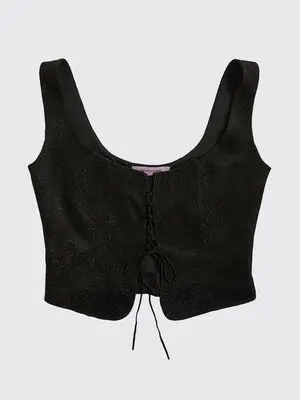 MARGHERITA MACCAPANI Glitter Cotton Blend Corset Top - Black