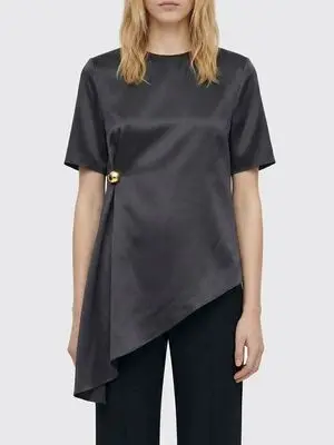 Loulou De Saison Silk Asymmetric Top - Black