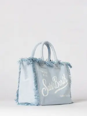 MC2 SAINT BARTH Vanity Cotton Denim Bag With Printed Logo - Blue