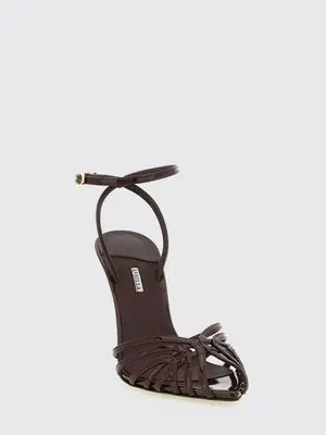 LE SILLA Patent Calfskin Leather Stiletto Sandals - Brown