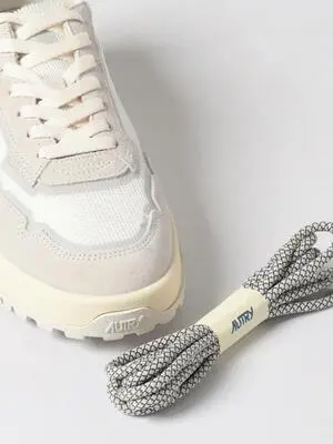 AUTRY Wildpace Low Leather And Mesh Sneakers With Contrast Logo And Serrated Sole - White