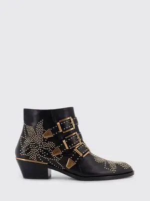 Chloé Ankle Boots With Buckles And Stud Embellishments - Black