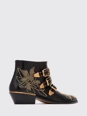 Chloé Ankle Boots With Buckles And Stud Embellishments - Black