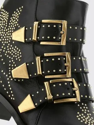 Chloé Ankle Boots With Buckles And Stud Embellishments - Black