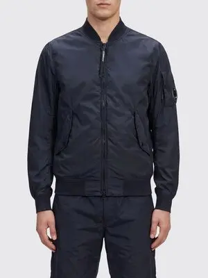 C.P. COMPANY Nylon Bomber Jacket With Logo - Blue