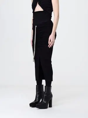 Rick Owens Cotton Midi Skirt With Drawstring