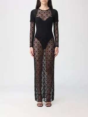 MARINE SERRE Tulle Crescent Moon Logo Long Sleeve Jumpsuit