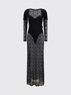 MARINE SERRE Tulle Crescent Moon Logo Long Sleeve Jumpsuit