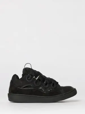 LANVIN Curb Suede And Mesh Sneakers - Black