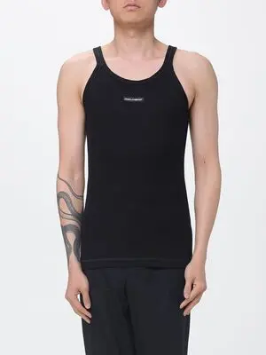 Dolce & Gabbana Cotton Tank Top With Logo Black