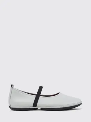 Camper Right Nina Calfskin Mary Janes With Elasticated Inserts And Round Toe - Grey