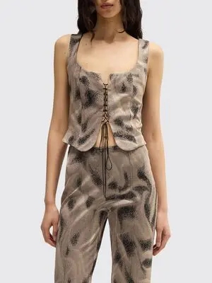 MARGHERITA MACCAPANI Abstract Cotton Blend Top - Sand
