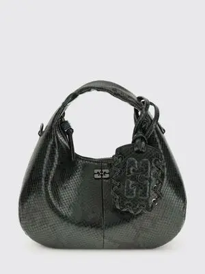 GANNI Recycled Polyester Blend Python Print Hobo Bag - Green