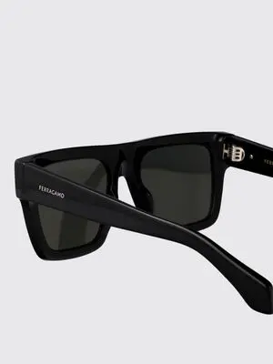 FERRAGAMO Rectangular Acetate Aviator Sunglasses With Logo - Black