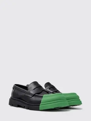 Camper Junction Bi Smooth Calfskin Loafers With Serrated Sole - Black