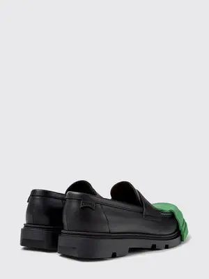 Camper Junction Bi Smooth Calfskin Loafers With Serrated Sole - Black