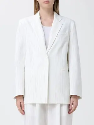 MEIMEIJ Pinstriped Viscose Blend Single-breasted Blazer - Ice