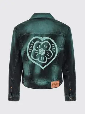 Kenzo Cotton Denim Jacket With Contrasting Logo - Grey