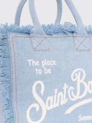 MC2 SAINT BARTH Colette Cotton Canvas Tote Bag With Logo - Blue 2