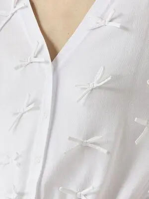 MEIMEIJ Viscose Cardigan With Bows - White