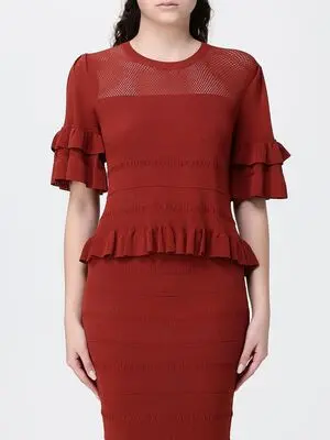 TWINSET Stretch Viscose Knit With Ruffles - Brown