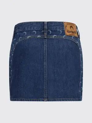 MARINE SERRE Mini Denim Skirt With Monogram Print