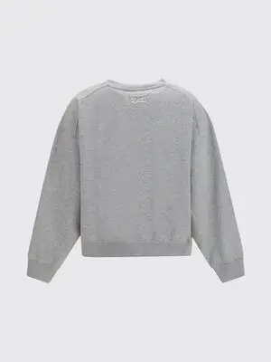 GANNI Relaxed Fit Cotton Sweatshirt With Dropped Shoulders And Printed Logo - Grey