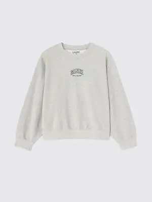 GANNI Relaxed Fit Cotton Sweatshirt With Dropped Shoulders And Printed Logo